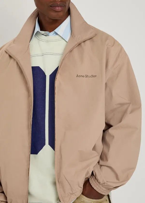Acne Studios Logo-embroidered Cotton-poplin Jacket - Beige