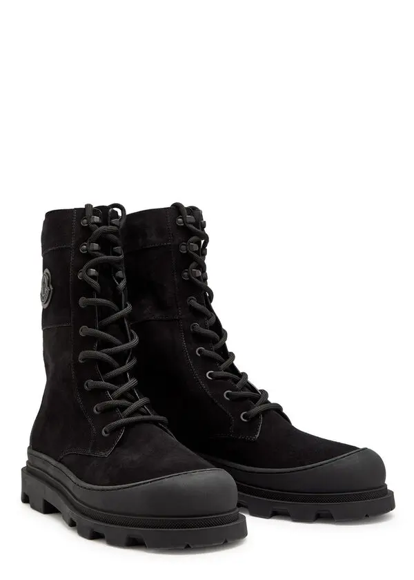 Moncler Vera High Suede Lace-up Mid-calf Boots
