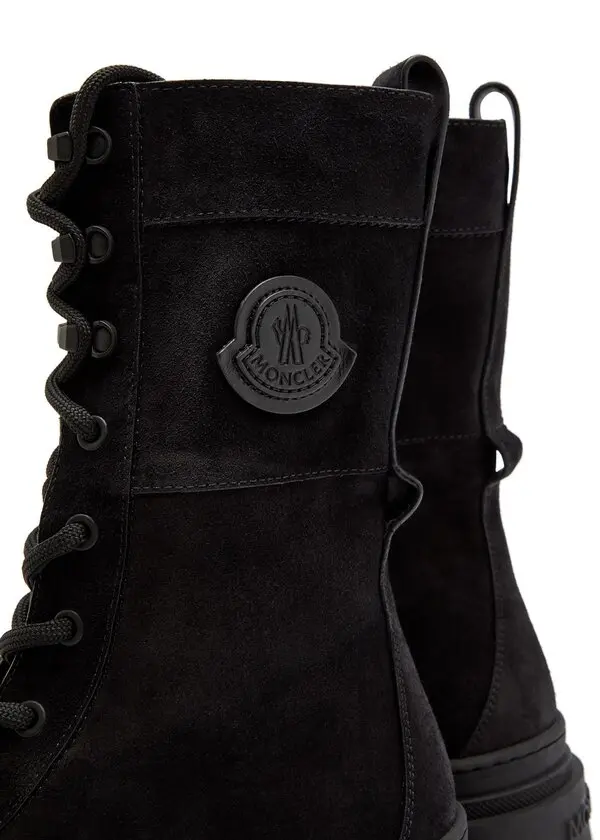 Moncler Vera High Suede Lace-up Mid-calf Boots