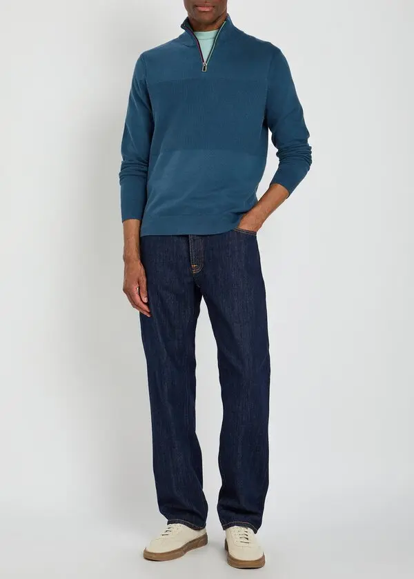 Paul Smith Half-zip Cotton Jumper With Striped Zipper