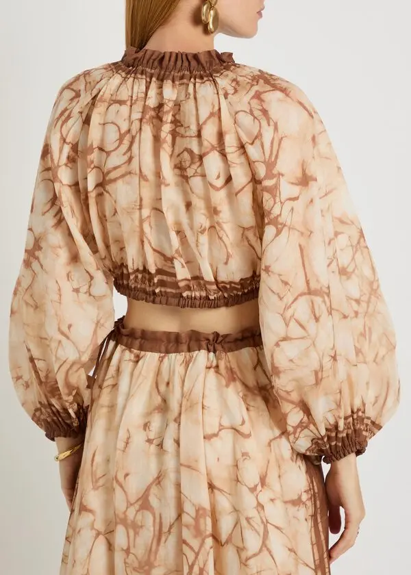 Zimmermann Indra Tie-dye Cropped Ramie Top