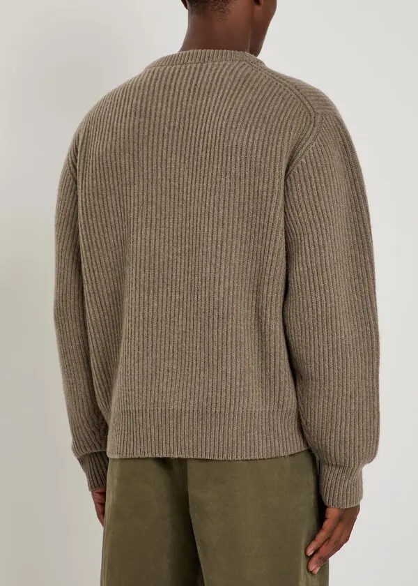 JIL SANDER Ribbed Wool Jumper - Brown Light