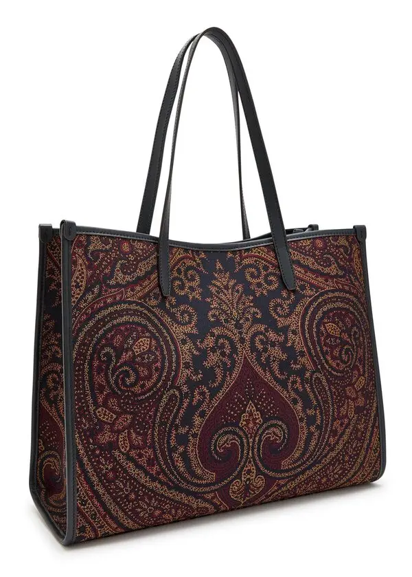 Etro Lovtter Large Paisley-jacquard Leather Tote - Multicoloured