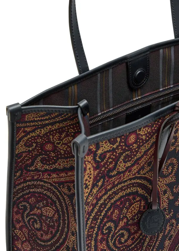 Etro Lovtter Large Paisley-jacquard Leather Tote - Multicoloured