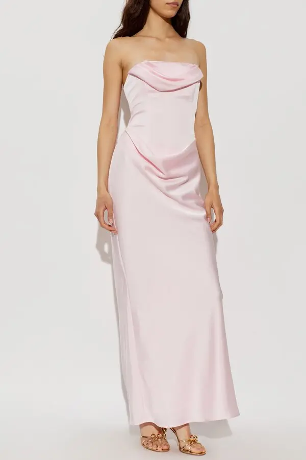 ROTATE BY BIRGER CHRISTENSEN Off-shoulder Satin Maxi Dress With Cowl Neck