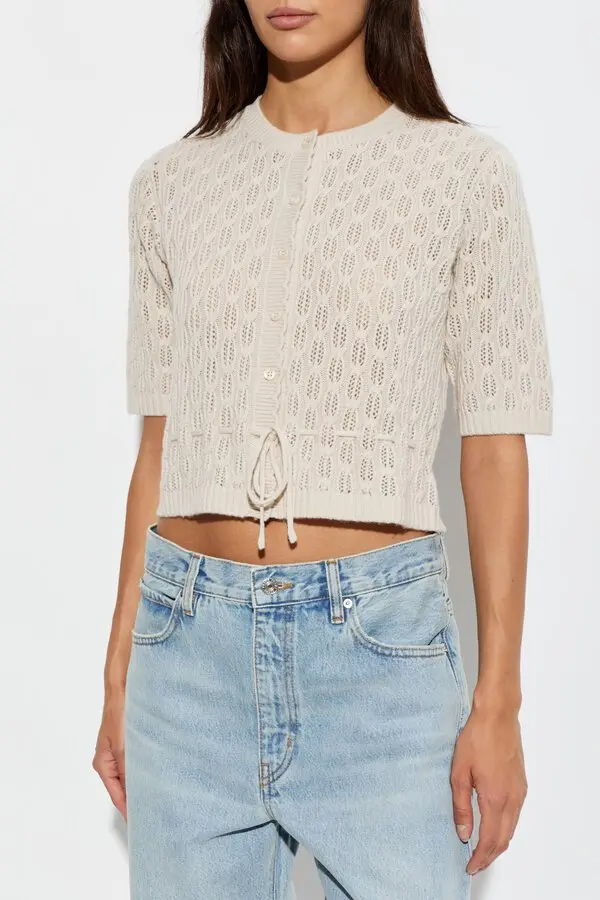 FRAME Wool Cardigan With Short Sleeves