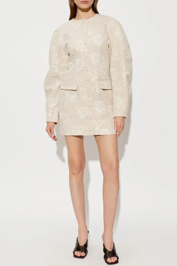 ROTATE BY BIRGER CHRISTENSEN Floral Motif Puff Sleeve Mini Dress