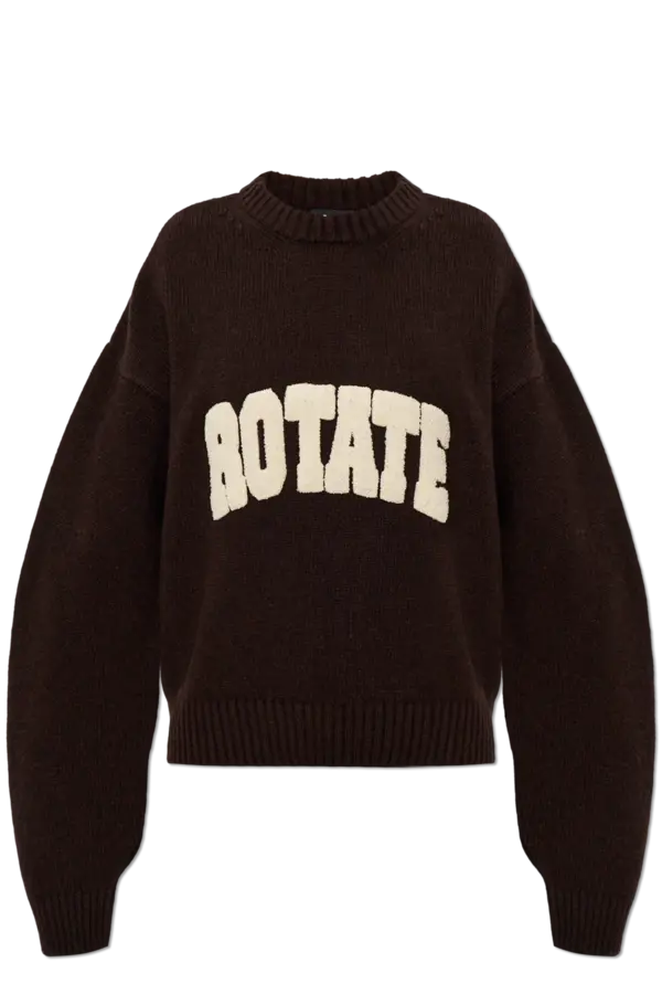 ROTATE BY BIRGER CHRISTENSEN Wool Sweater With Logo - Brown