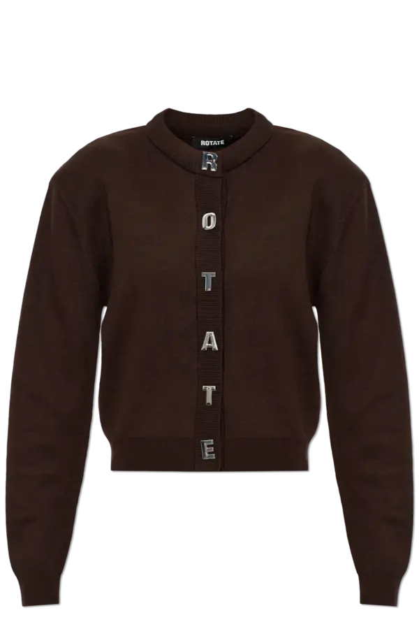 ROTATE BY BIRGER CHRISTENSEN Cotton Cardigan With Shoulder Pads