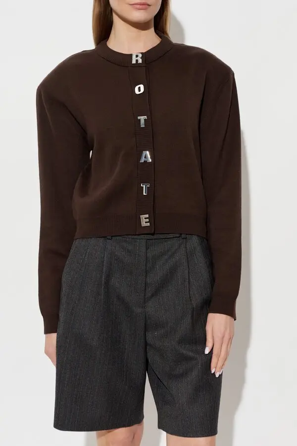 ROTATE BY BIRGER CHRISTENSEN Cotton Cardigan With Shoulder Pads