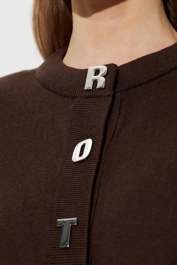 ROTATE BY BIRGER CHRISTENSEN Cotton Cardigan With Shoulder Pads