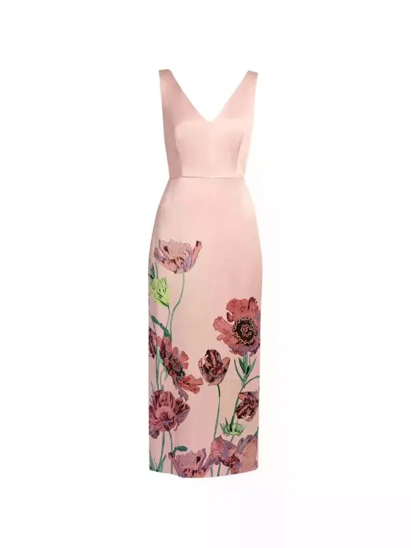 Erdem Floral Print V-neck Midi Dress