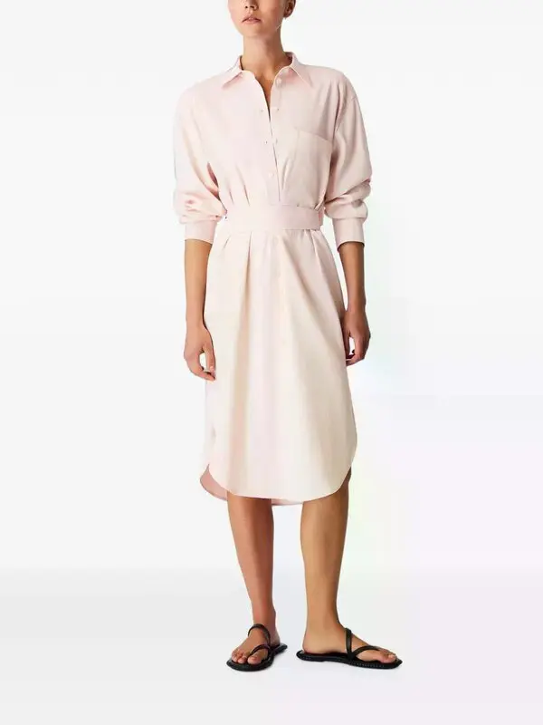Another Tomorrow Pleat Back Midi Shirt Dress