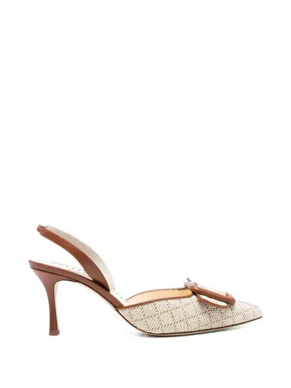 Manolo Blahnik Mayslippi Raffia Pumps - Neutrals