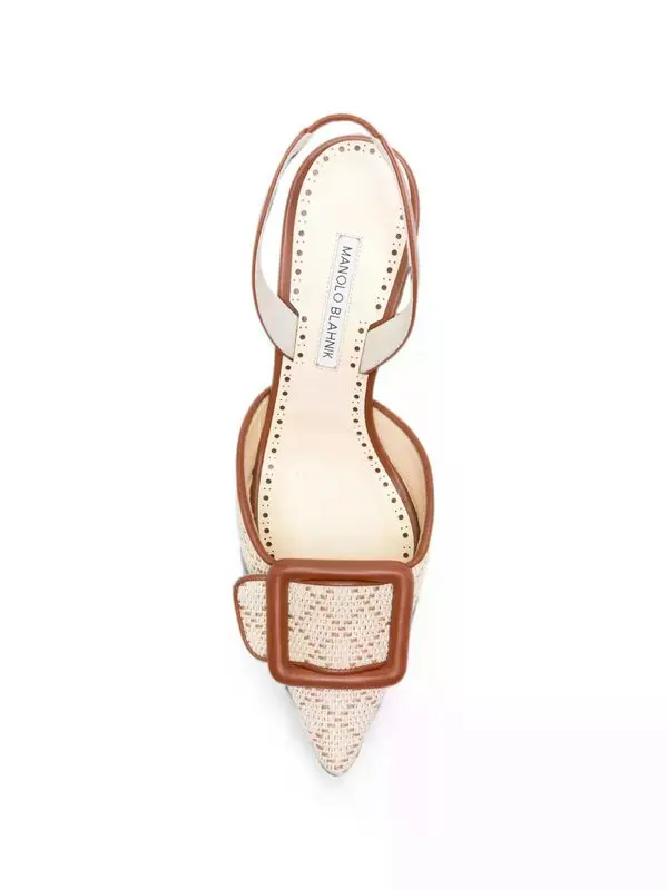 Manolo Blahnik Mayslippi Raffia Pumps - Neutrals