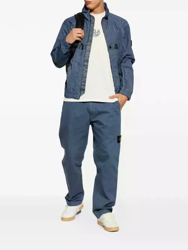 Stone Island Logo Patch Zip-up Jacket - Blue