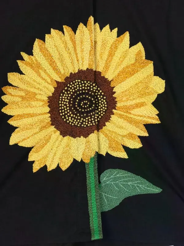 MII Alba Sunflower-embroidered Shirt - Black