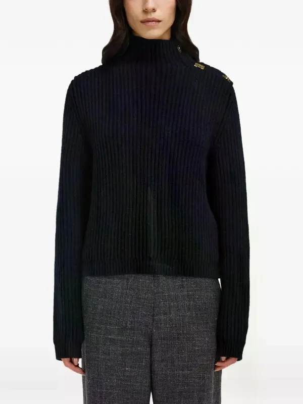 FERRAGAMO Wool And Cashmere Blend Knitted Sweater With Gancini Button Detail