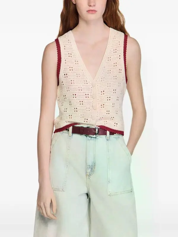 Sandro Crochet-knit Vest