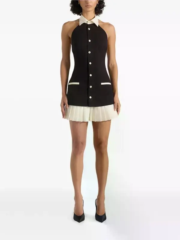Manière De Voir Jasmine Halterneck Pleated Mini Dress