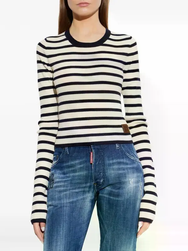 Dsquared2 Striped Wool Crew Neck Sweater