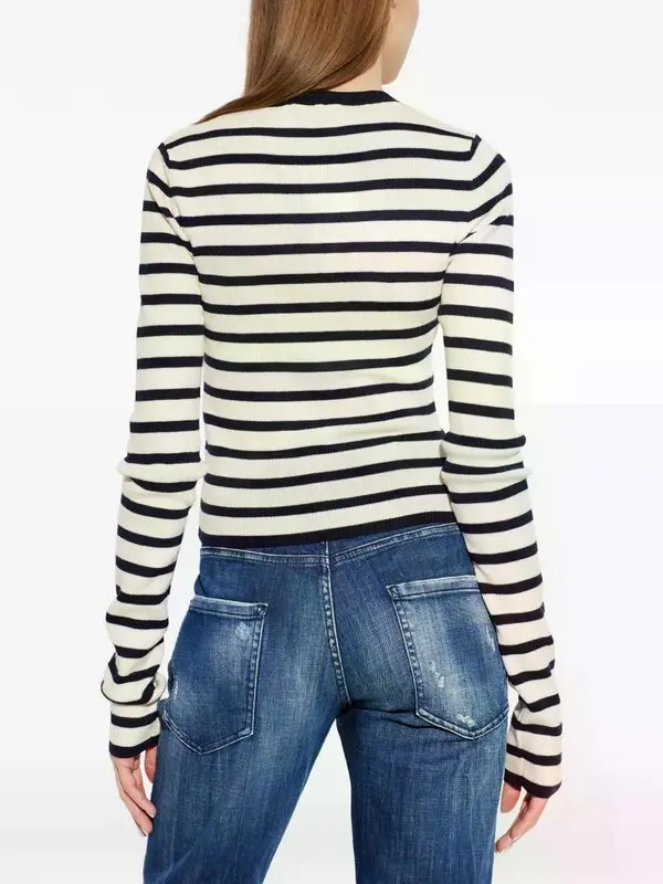 Dsquared2 Striped Wool Crew Neck Sweater