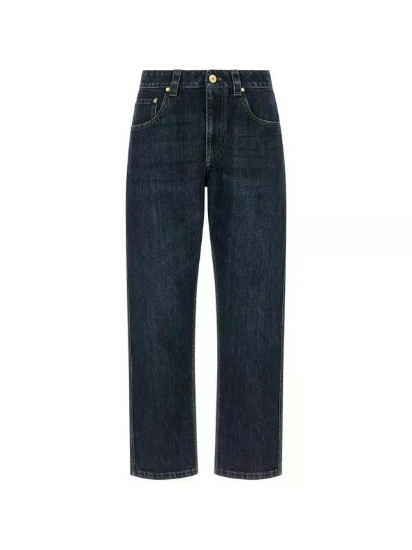 Brunello Cucinelli Shiny Bartack Straight-leg Jeans