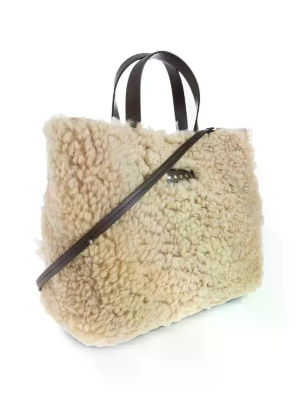 Marni Museo Soft East/west Lamb Fur Tote Bag - Neutrals