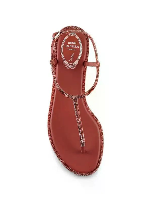 Rene Caovilla Diana Crystal-embellished Flat Sandals - Red