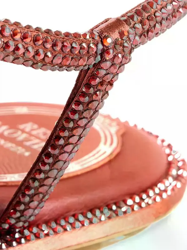 Rene Caovilla Diana Crystal-embellished Flat Sandals - Red