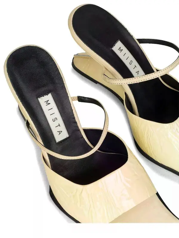 MIISTA Ruched Sculptural Wedge Slides