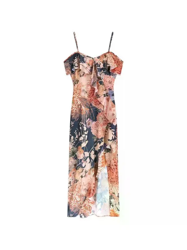 Guess Off-shoulder Ruched Floral Print Dress