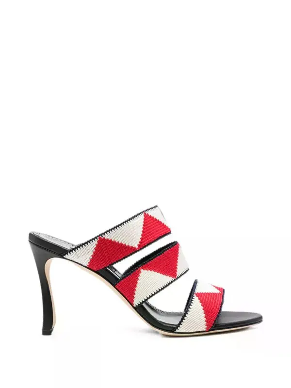 Manolo Blahnik Capro Woven Strap Stiletto Sandals - Red