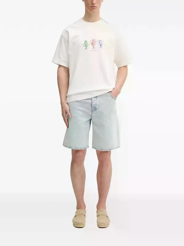 Drole De Monsieur Corduroy-trim Denim Shorts