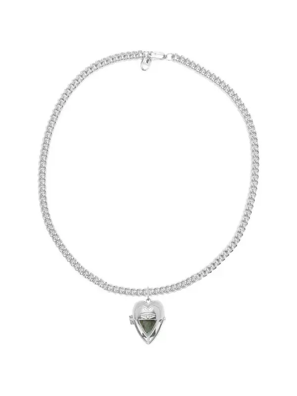 CAPSULE ELEVEN Emerald Heart Pendant Necklace - Silver