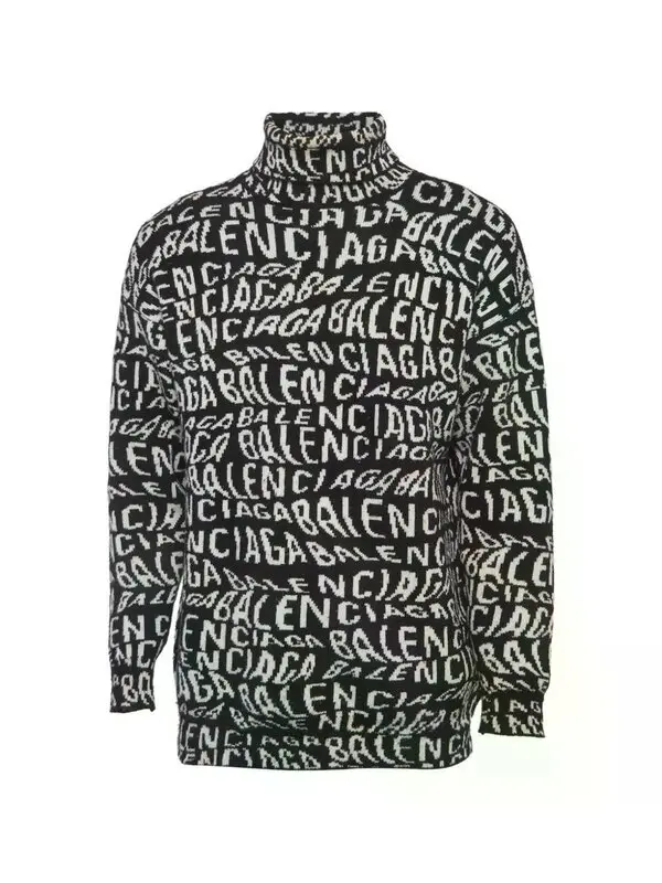 Balenciaga Logo Wave Turtleneck Sweater