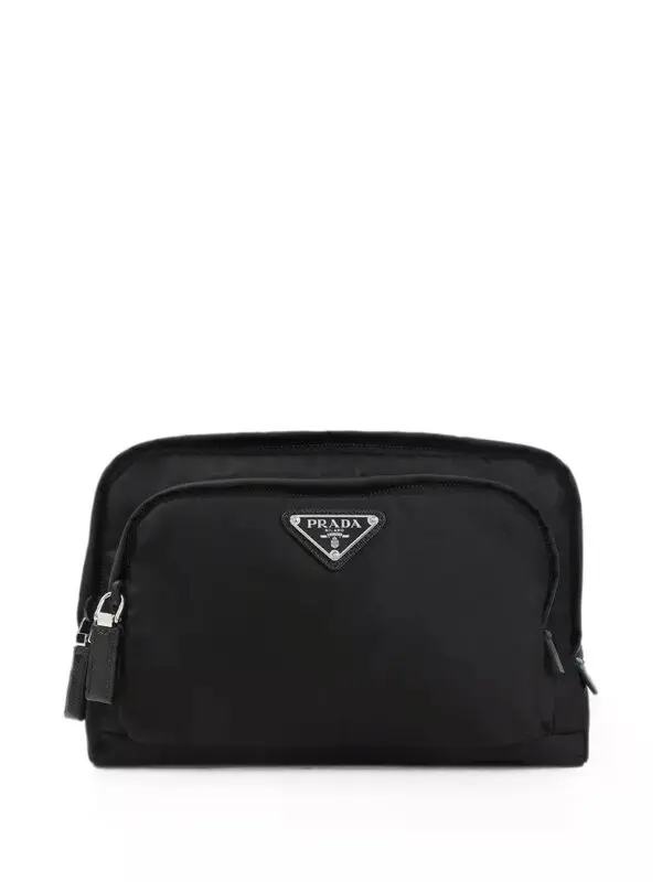 Prada Logo-plaque Pouch Bag - Black