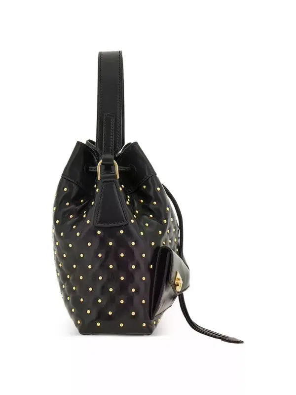 FERRAGAMO Woven Leather Mini Bucket Bag - Black