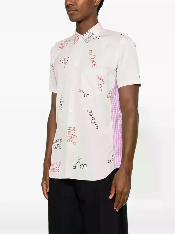 Comme Des Garçons Slogan-print Button-down Cotton Shirt