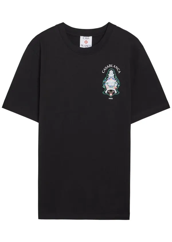 Casablanca Hotel Printed Cotton T-shirt - Black