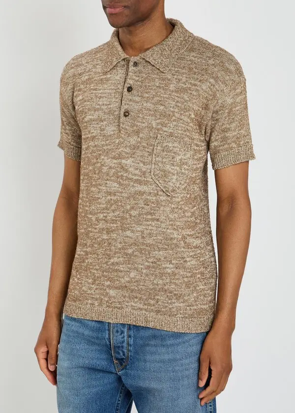 MAISON MARGIELA Melangé-knit Cotton-blend Polo Shirt