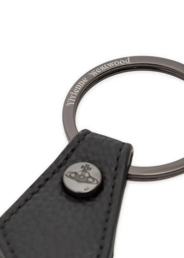 VIVIENNE WESTWOOD 3d Orb Gunmetal And Leather Keyring - Black