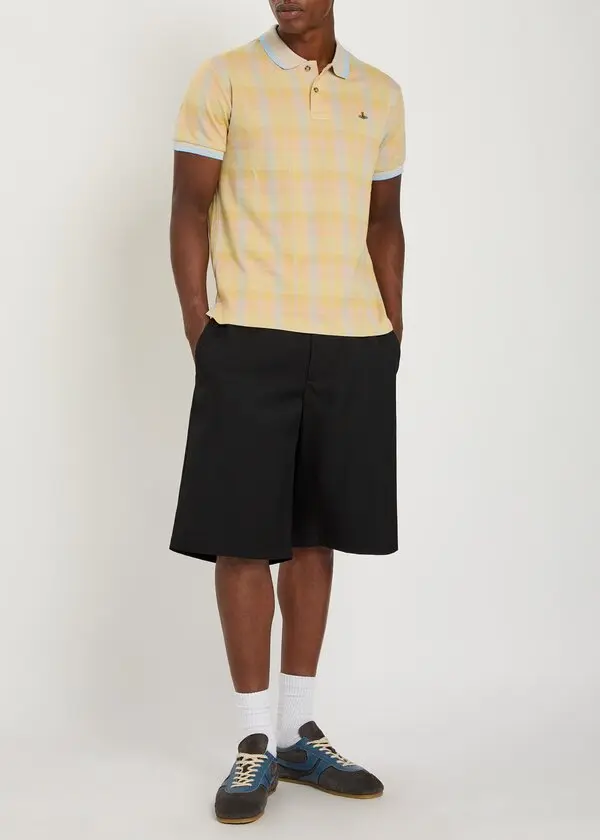 VIVIENNE WESTWOOD Logo-embroidered Herringbone Cotton Polo Shirt - Yellow