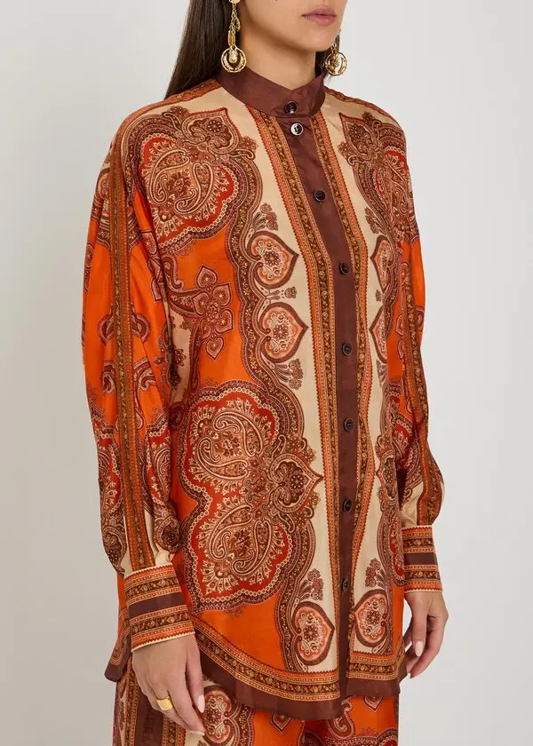 Zimmermann Mohon Printed Silk Shirt