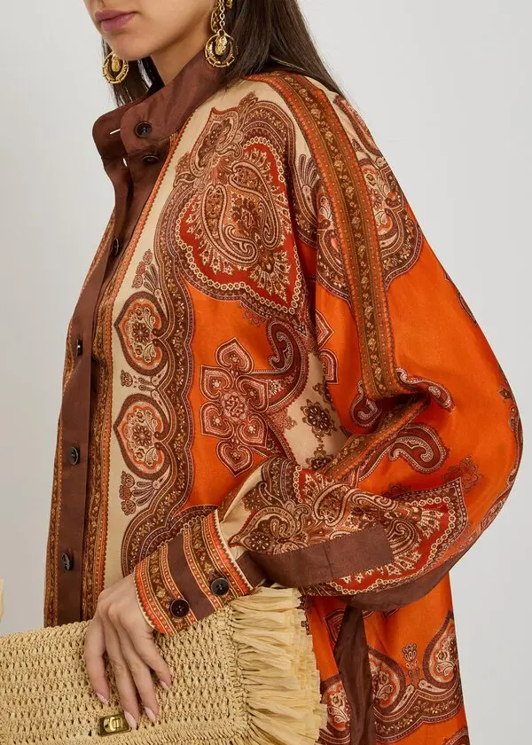Zimmermann Mohon Printed Silk Shirt