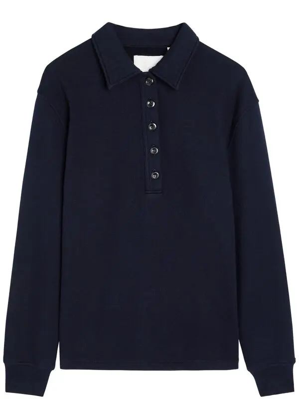 Citizens Of Humanity Jersey Polo Sweatshirt With Ribbed Trims - Navy