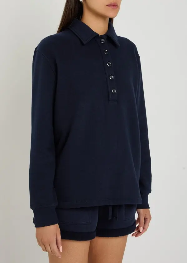 Citizens Of Humanity Jersey Polo Sweatshirt With Ribbed Trims