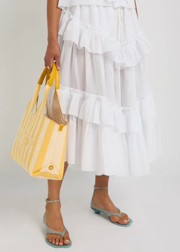 Chloé Ruffled Cotton Midi Skirt - White