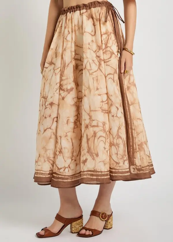 Zimmermann Indra Printed Rami Midi Skirt