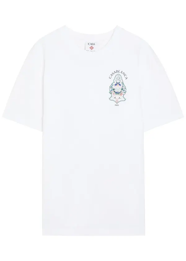 Casablanca Hotel Printed Cotton T-shirt - White